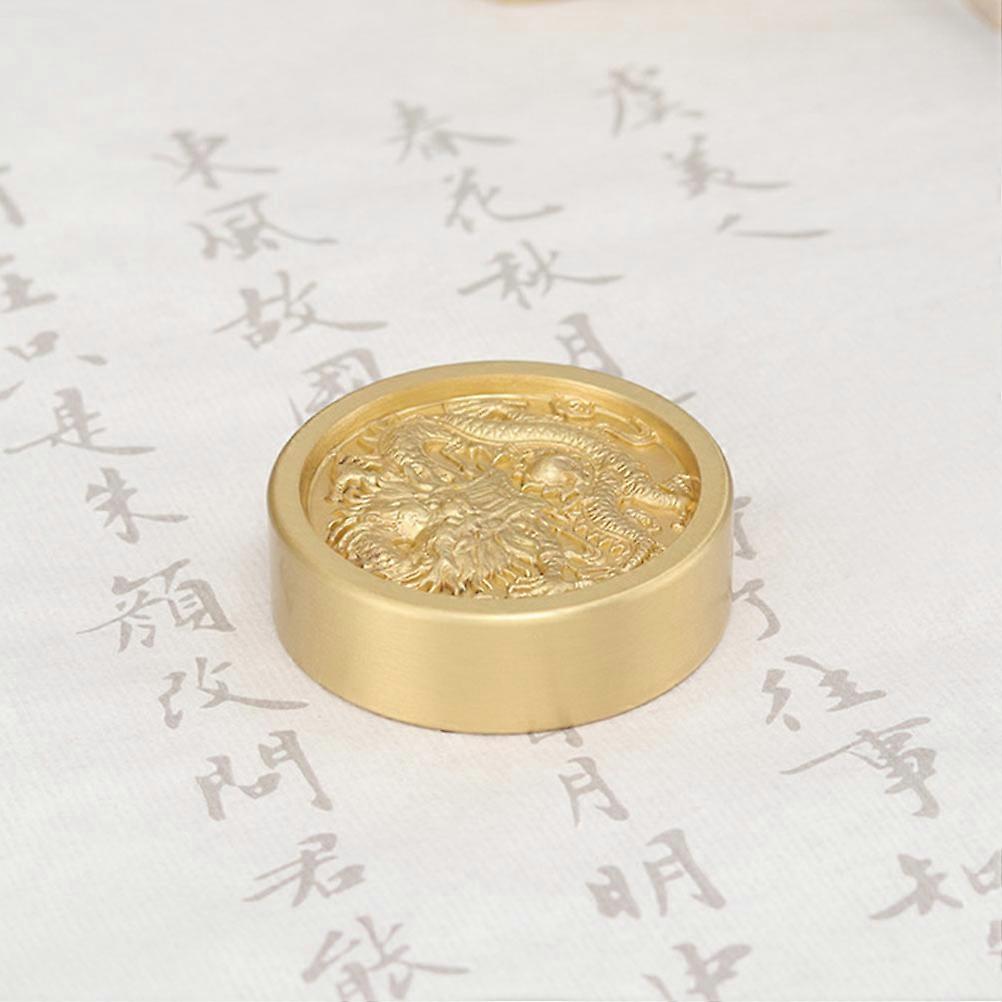 Chinese Calligraphy Paperweight Brass Paperweight Round Design Paper ...