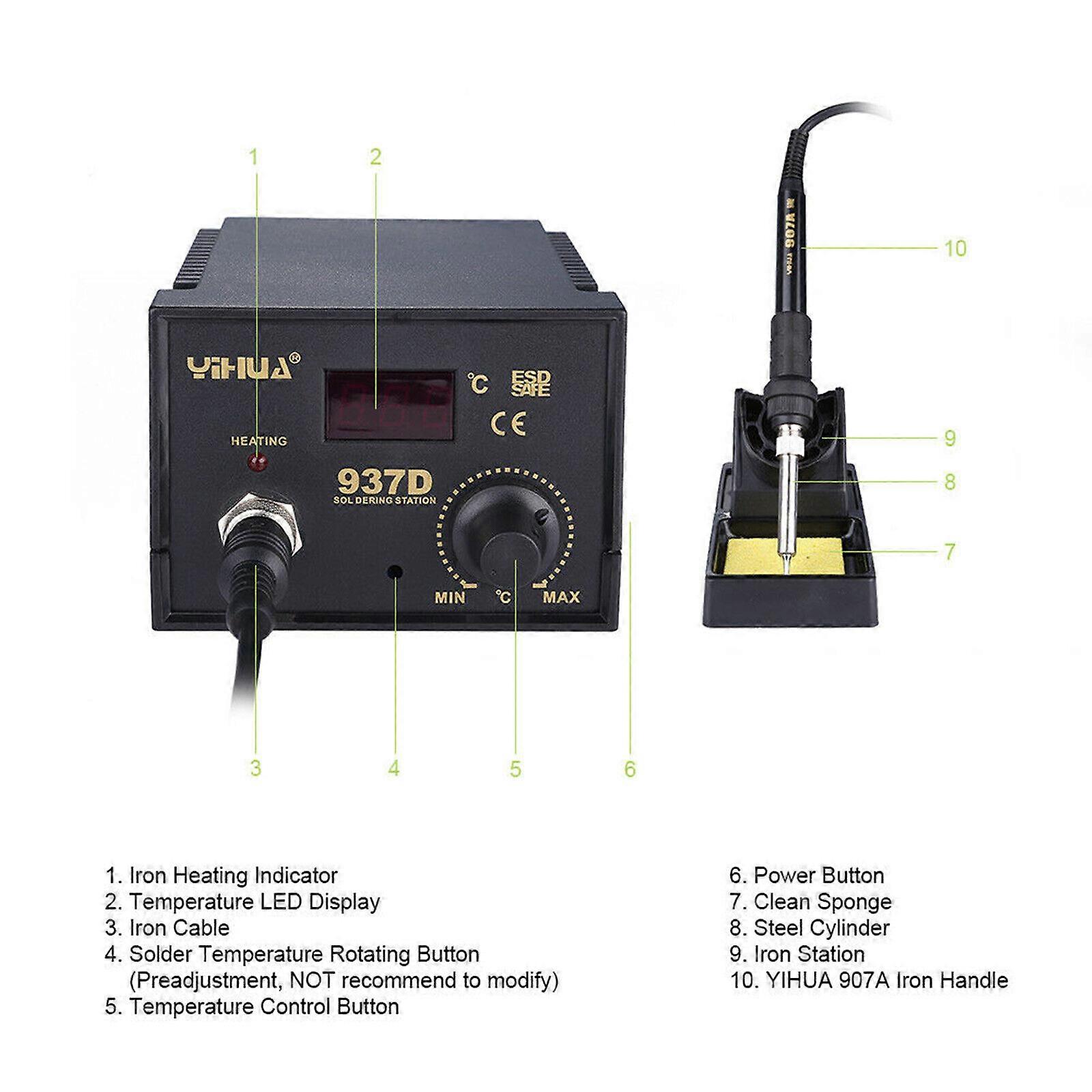 YiHua 937D 45W Soldering Iron Station Hot Air Digital Welding SMD Stand w/ 5 Tip Fk | Fruugo UK