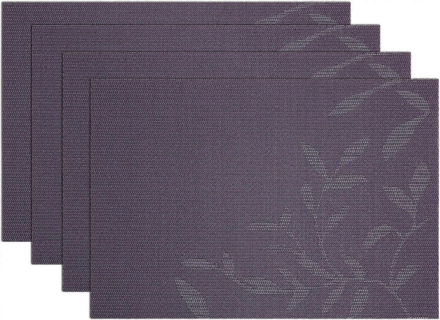 Set of 4 Purple Leaf Pattern Place Mats Wipe Clean Durable PVC Heat ...