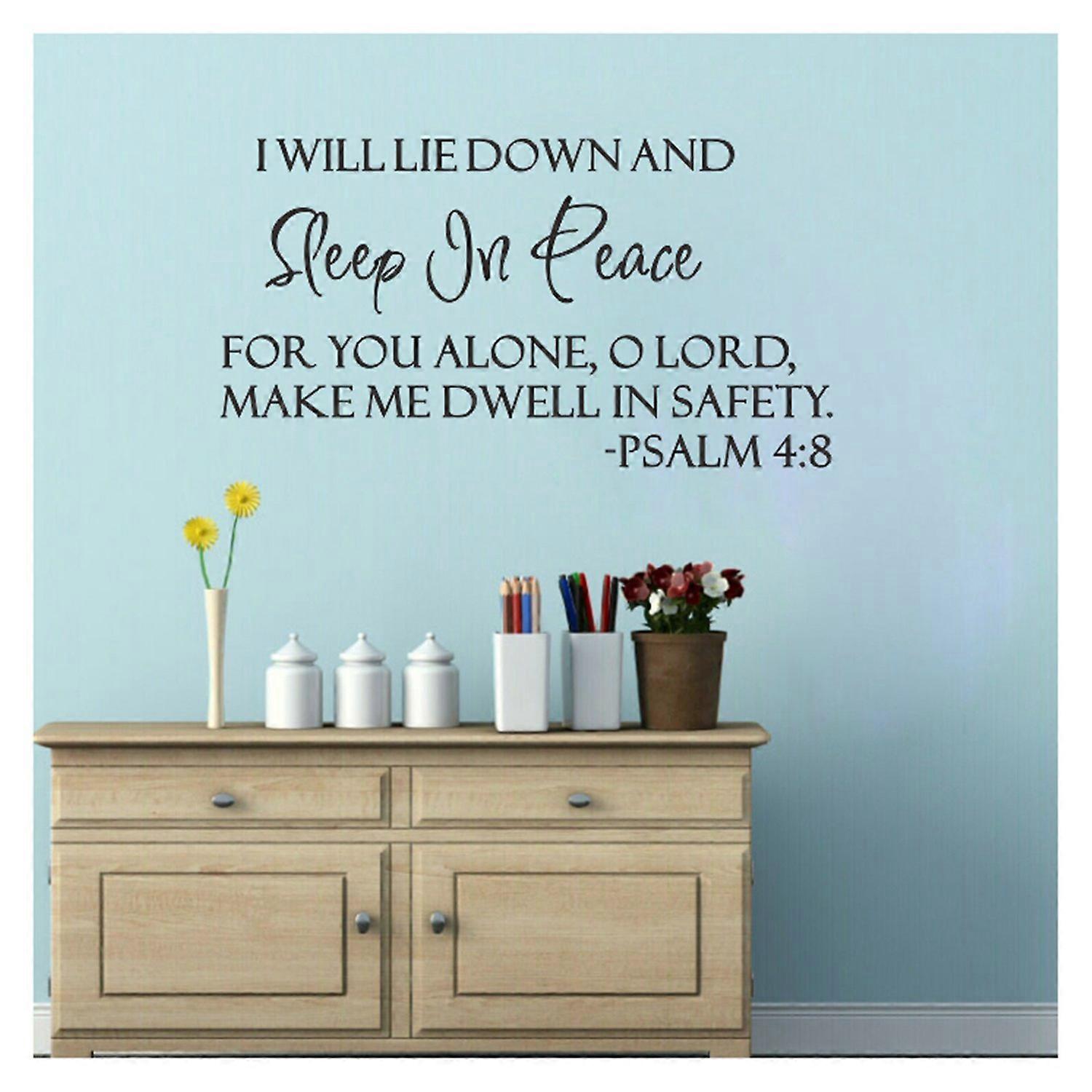 Sleep In Peace Psalm 4:8 Bible Verse Lettering Wall Decal Decor Quote ...