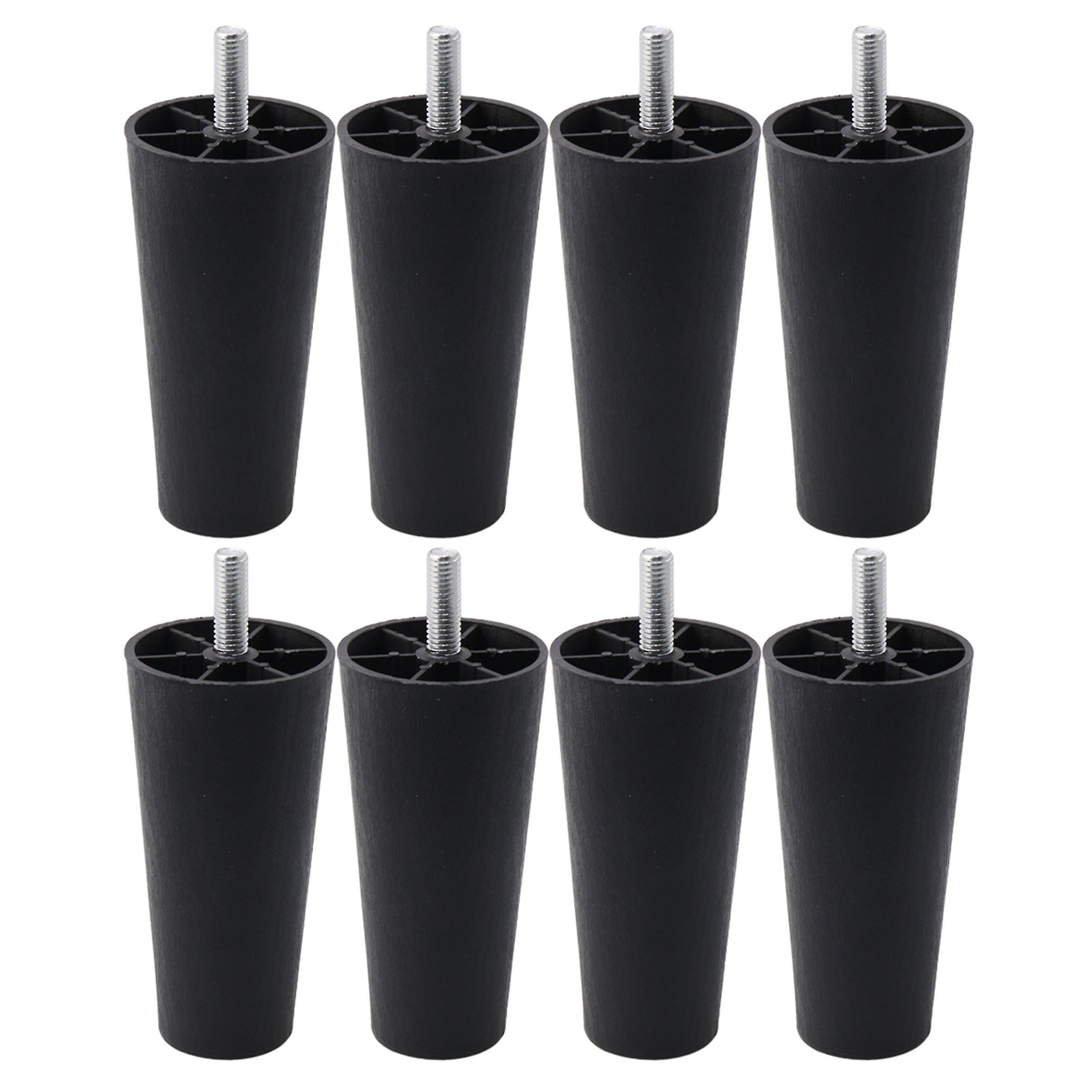 Table legs 8pcs black plastic round tapered furniture legs feet with ...