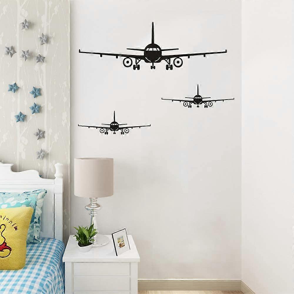 C 3 PCS Black Airplane Wall Stickers Nursery Leaves, DIY Removable Wall ...