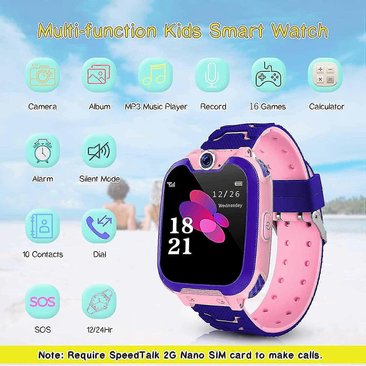 Barn Smart Klocka Telefon Sos För Barn Pekskärm 16 Spel Mp3 Alculator ...