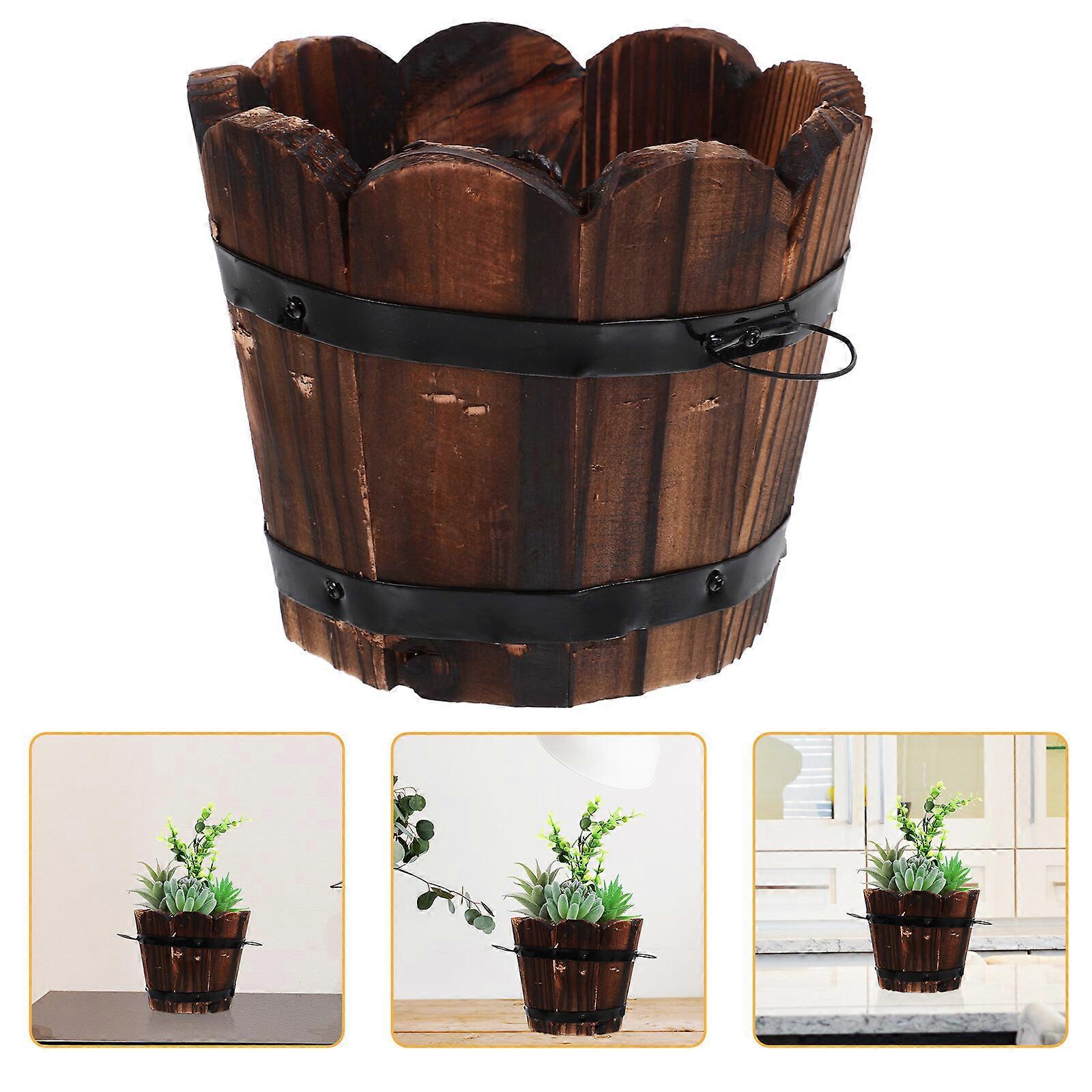 Barrel Planter Small Planter Pot Garden Tree Planter Garden Flower Pot ...
