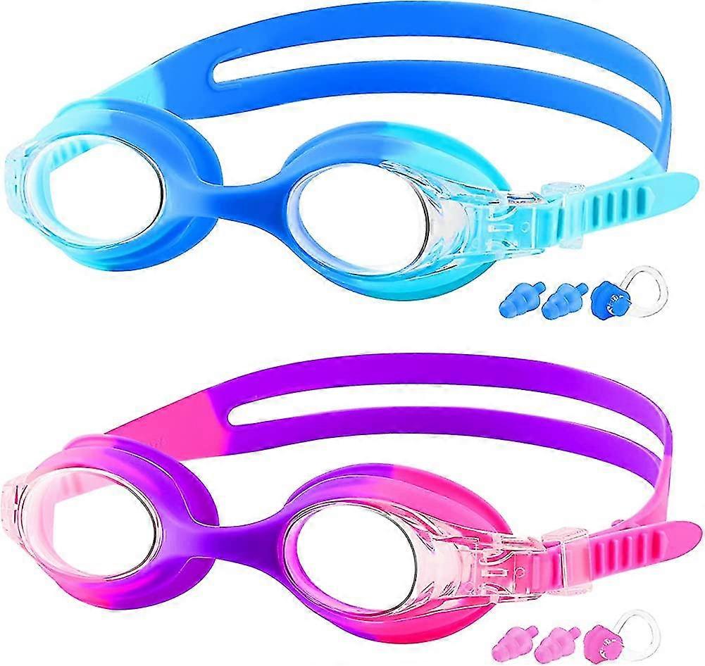 Swimming Goggles, 2-pack Swimming Goggles 6-14, Anti-fog, Uv Protection ...