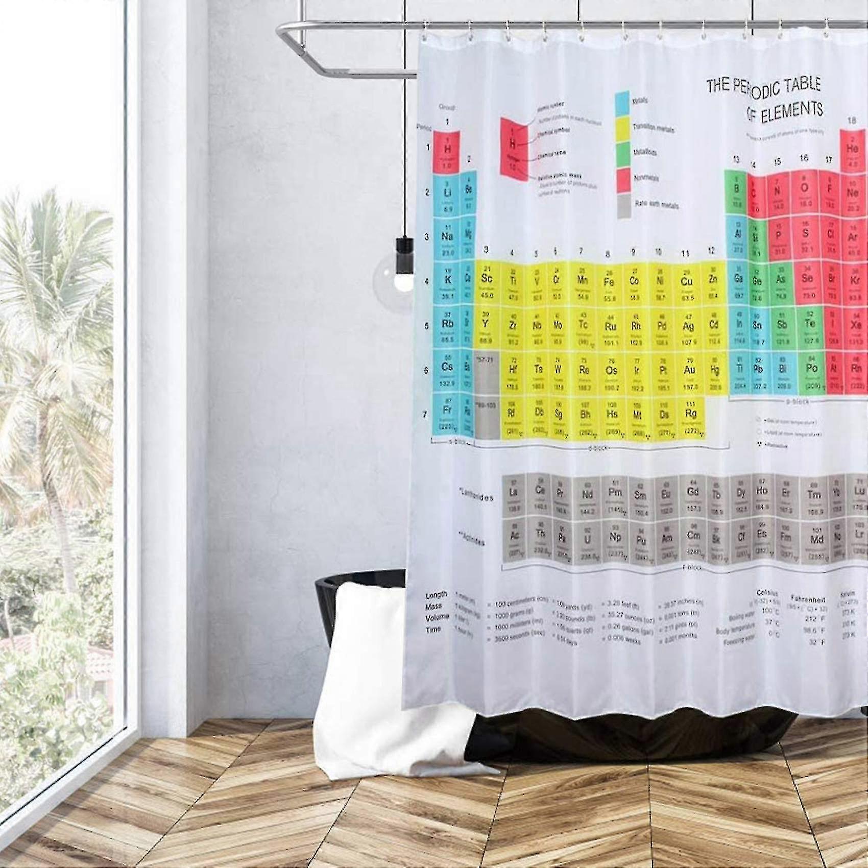 Periodic Table Of Elements Shower Curtain Waterproof Fabric Curtains ...