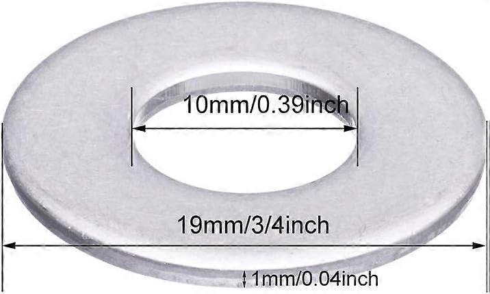 M10 Stainless Flat Finish Washer 3/4' (100pcs), OD 18-8 (304) Stainless ...