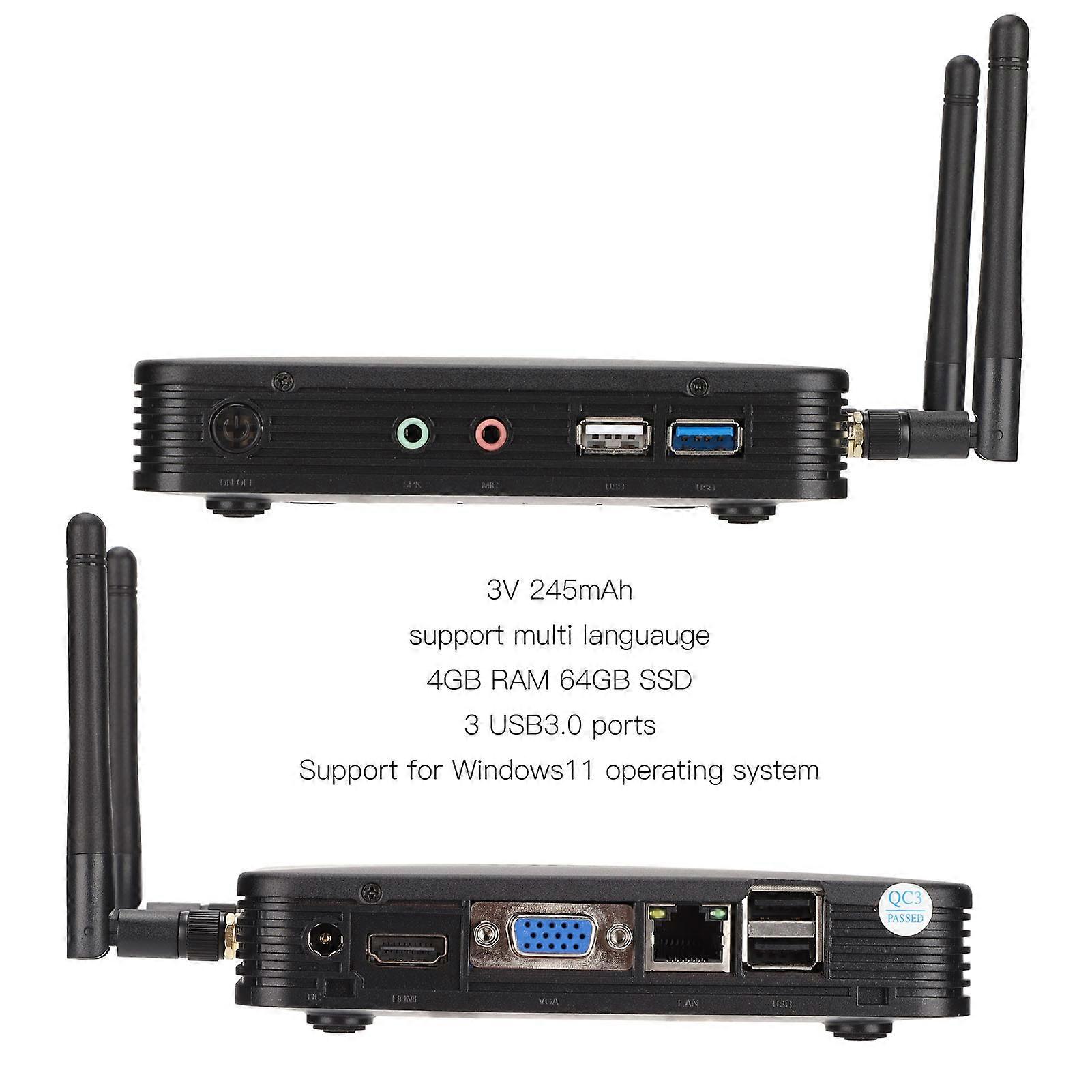 Mini PC 2.16GHz to 2.58GHz CPU 4GB RAM 64GB SSD Mini Computer with Dual ...