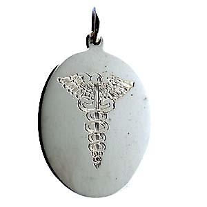 Silver 27x21mm oval hand engraved medical alarm Disc | Fruugo US