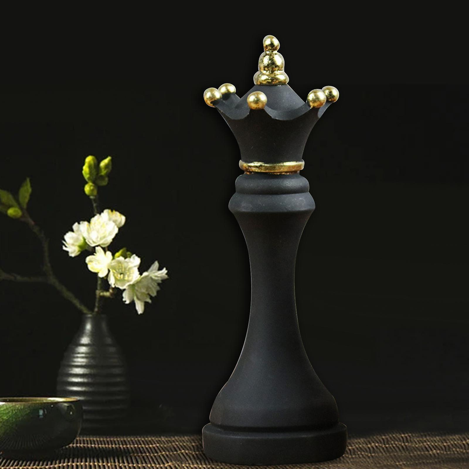Chess Pieces Statue with Gold Paint Resin Gift for Desk Living Room ...