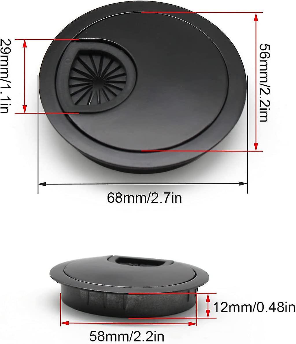 2 Pcs Black Desk Grommet 60 Mm, Cable Desk Hole Covers, Cord Hole Cover ...