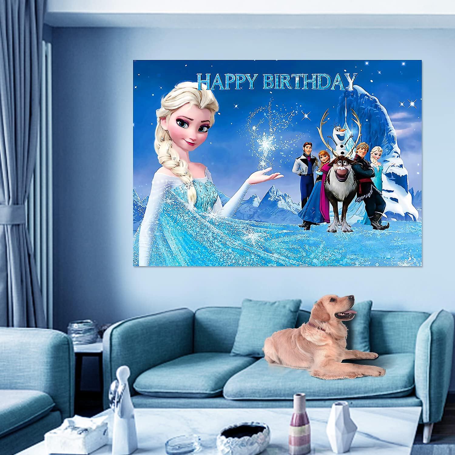 Frozen Birthday Party Backdrop Elsa Princess Banner For Girls Boys ...