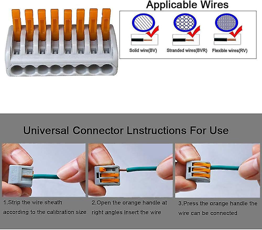 10pcs Premium Lever-nut Wire Connector Set, 8 Ports Compact Conductor ...
