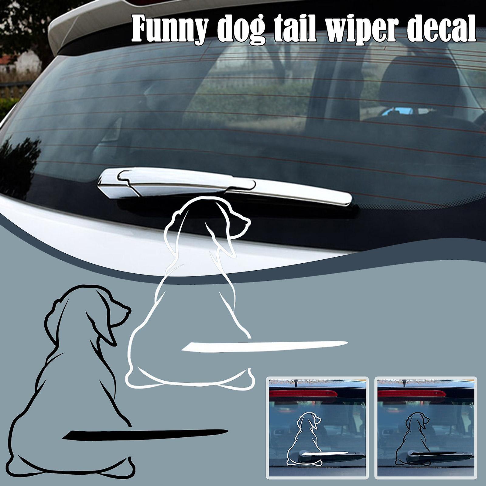 Funny Moving Tail Dog Car Sticker Window Wiper Decals Rear Windshield ...