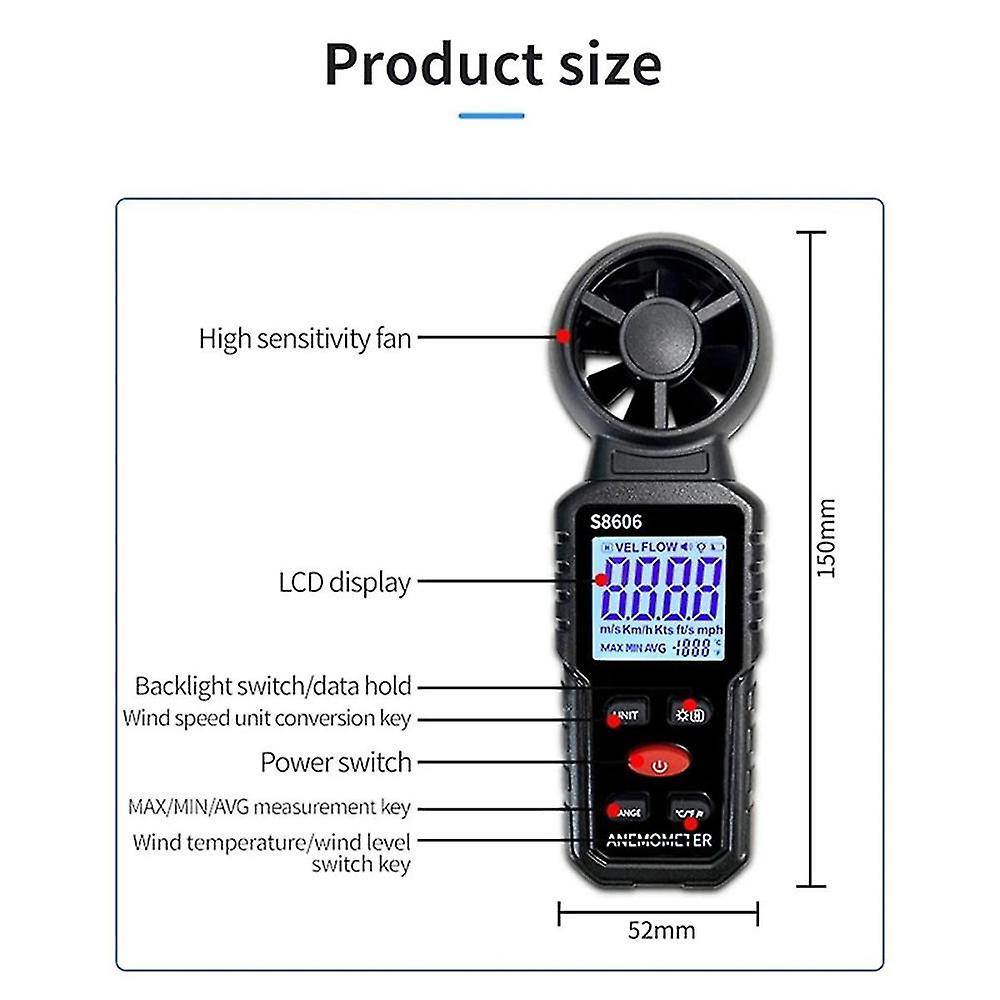 S8606 Anemometer Wind Meter Tester Measuring Air Indoor Outdoor Wind ...