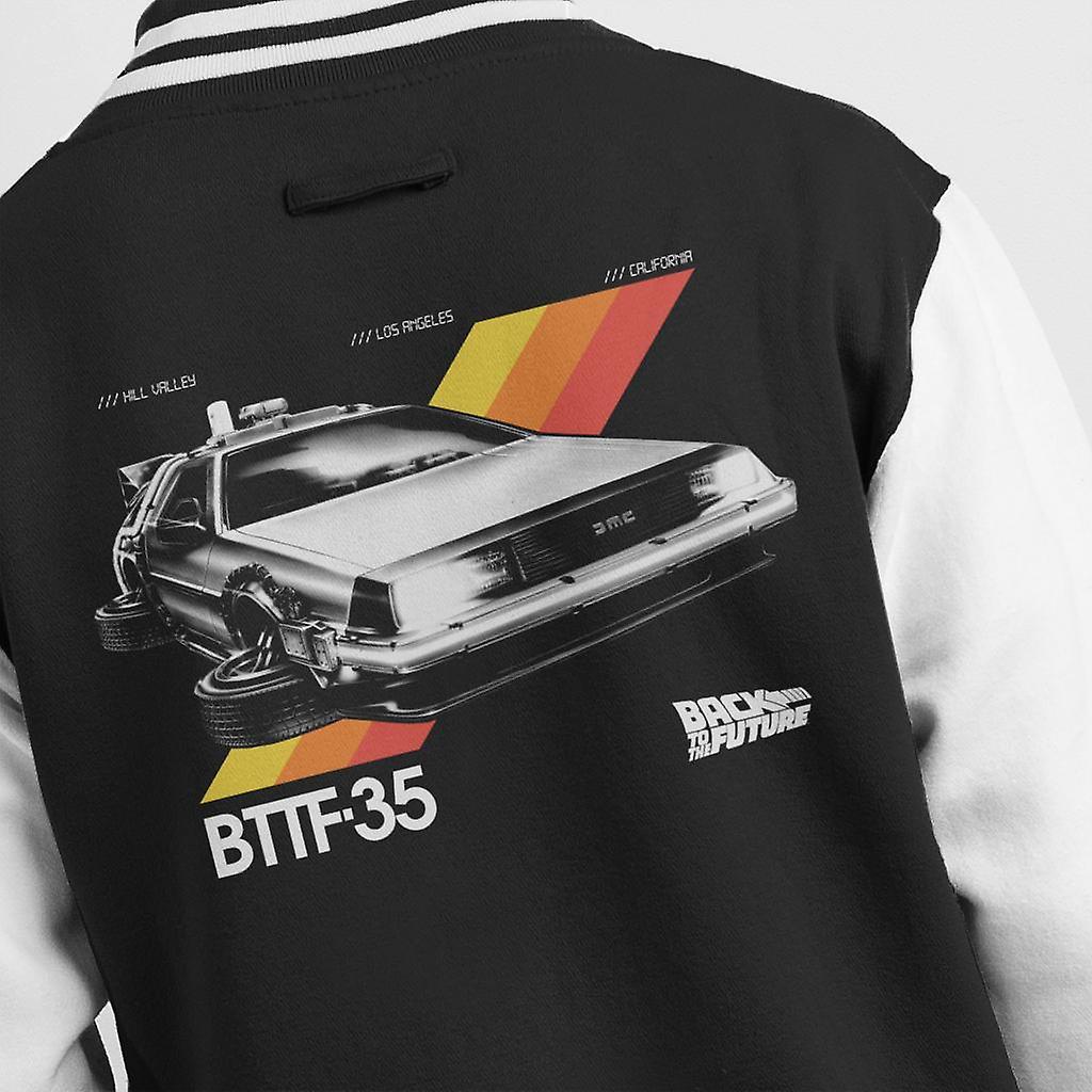 Back to the Future 35th Anniversary Delorean Men's Varsity Jacket ...
