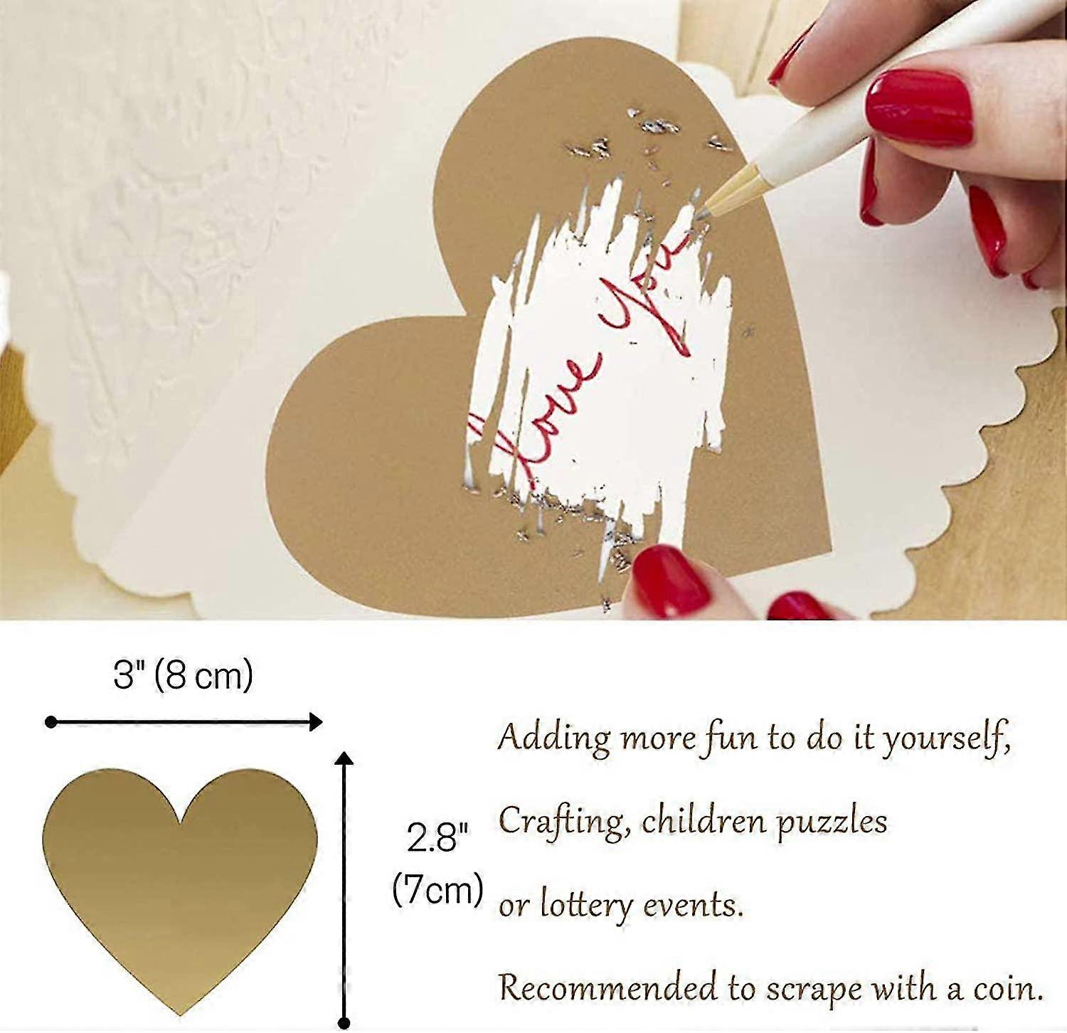 60 Heart Scratch Labels Scratch Off Heart Stickers Scratchcard Stickers ...