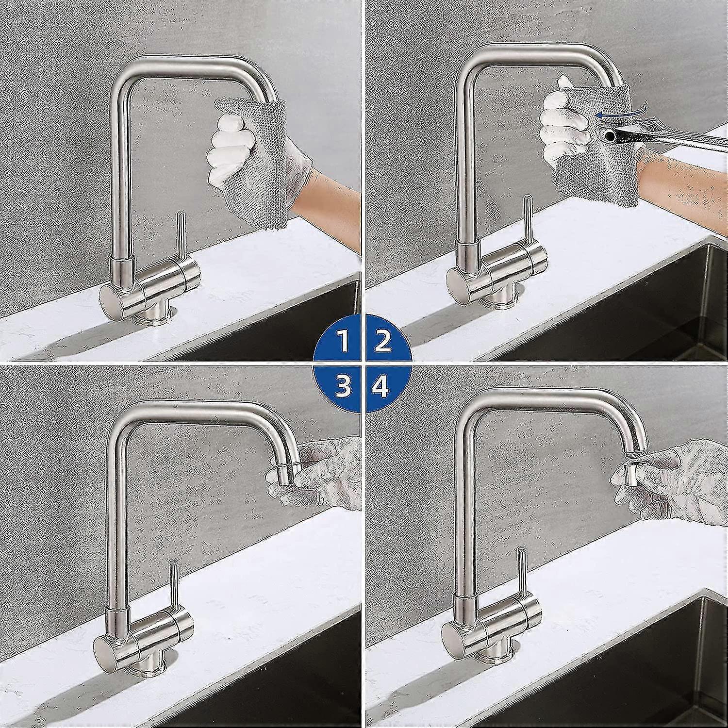 360 Swivel Folding Kitchen Faucet, Kitchen Faucet With Folding Handle ...