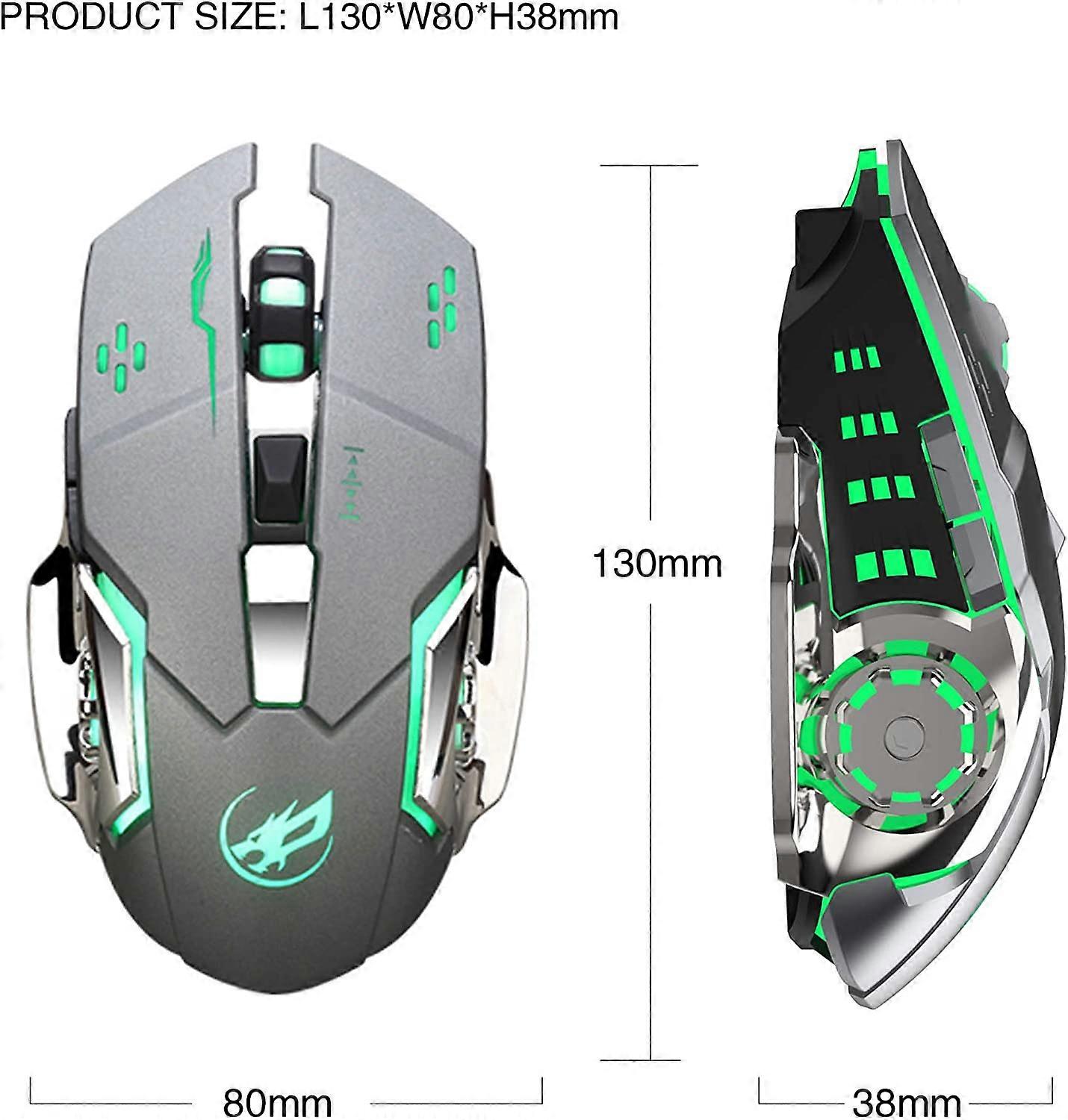 Rechargeable 2.4Ghz Wireless Gaming Mice with USB Receiver,7 Colors ...