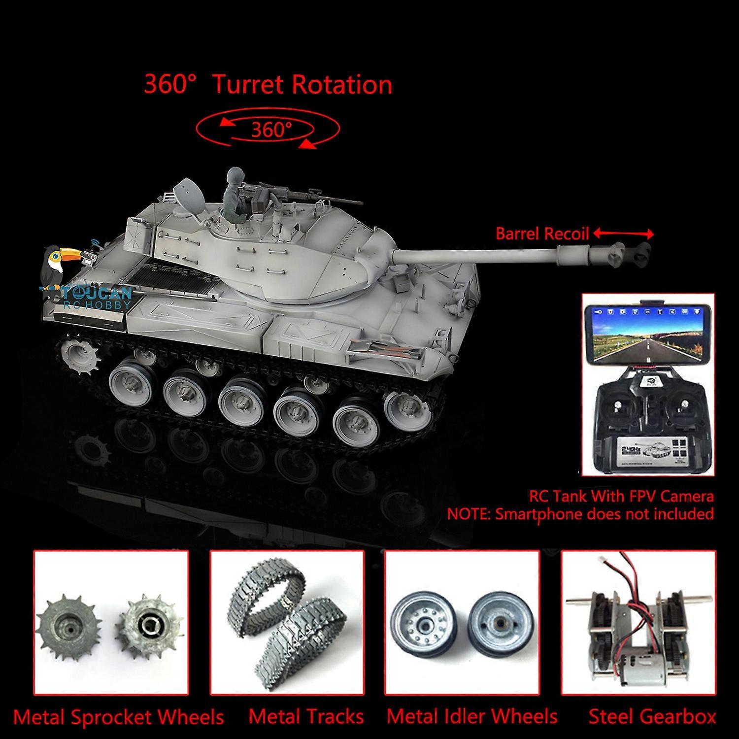 Upgraded Ver 1/16 7.0 FPV Walker Bulldog RC Tank 3839 Barrel Recoil ...