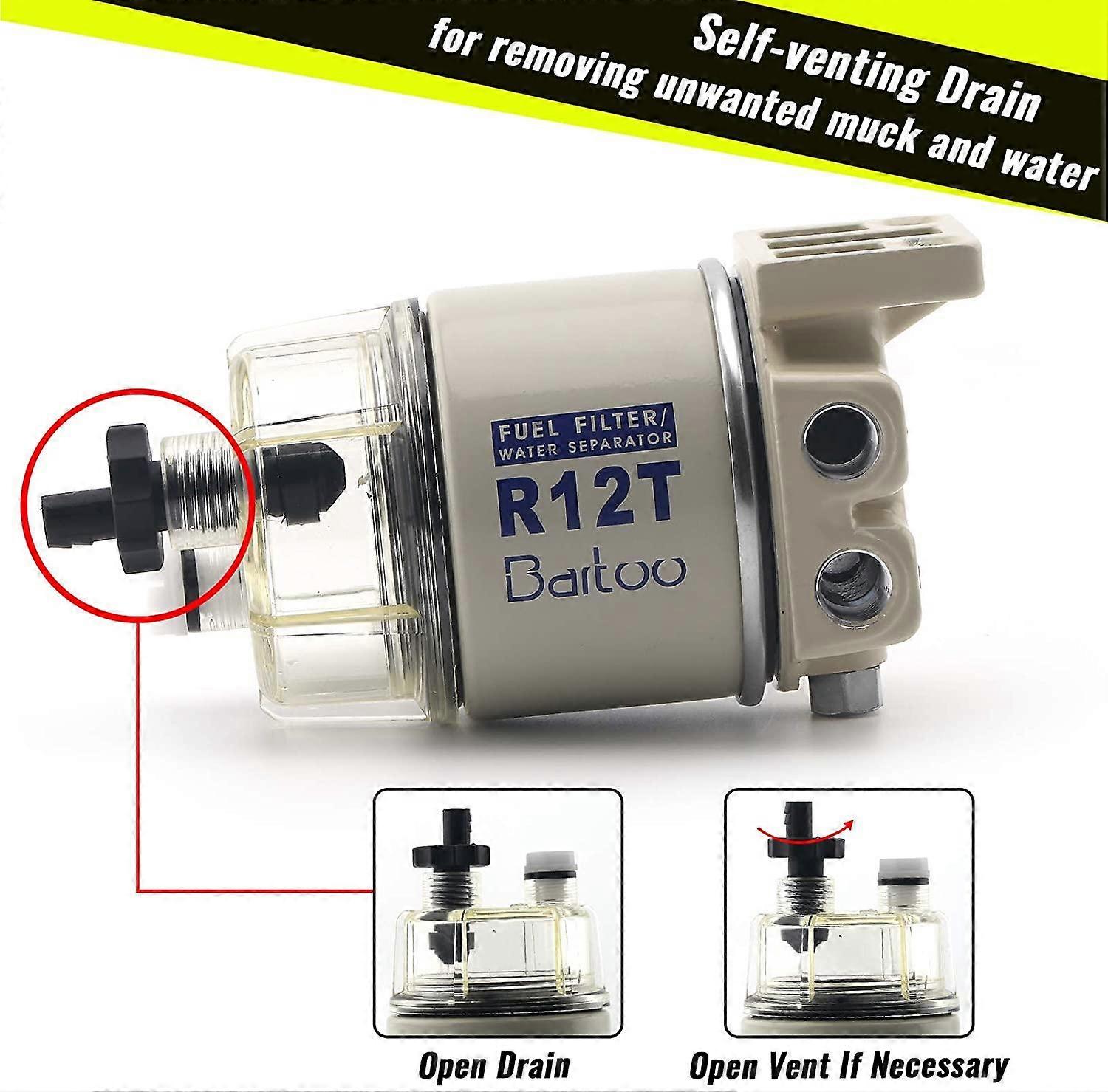 R12T Fuel Filter Water Separator Complete Kit - Marine SPIN-ON R12T ...