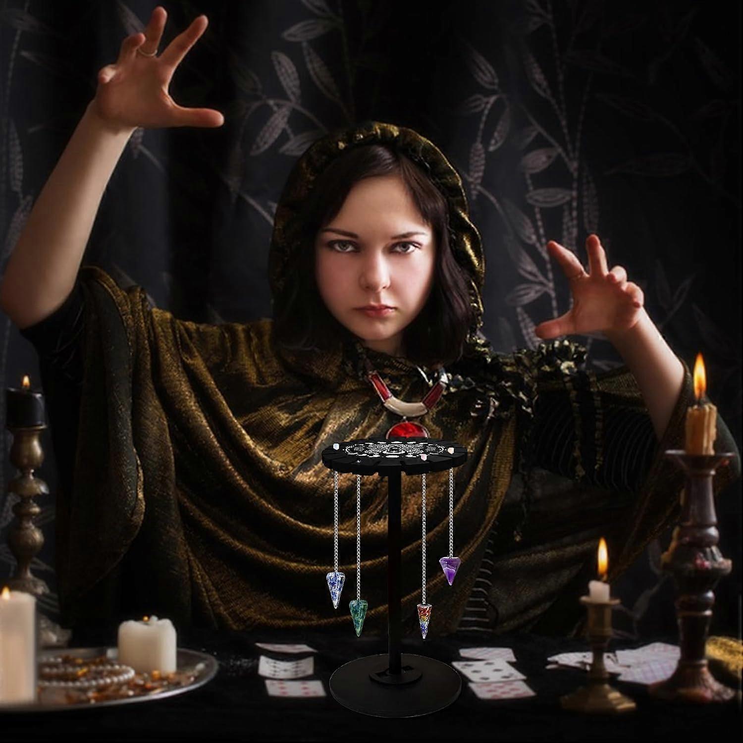 Goddess Pendulum Stand Crystal Display Shelf Black Wooden Divination ...