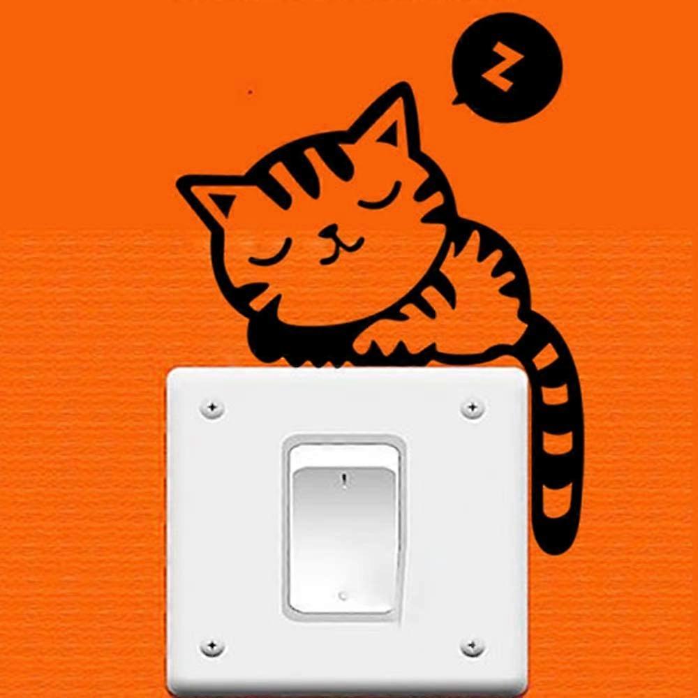2pc U/K Cute Cat Nap Pet Light Switch Funny Wall Sticker Vinyl Sticker ...