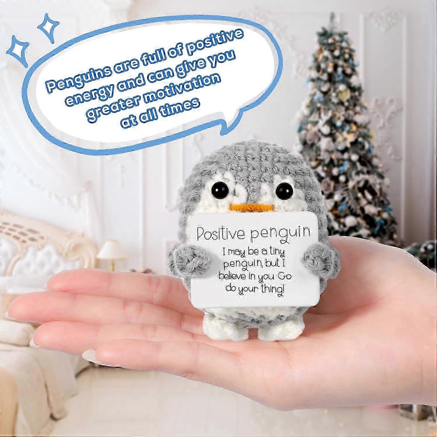 Mini Funny Positive Penguin, Knitted Toy with Positive Card Emotional ...