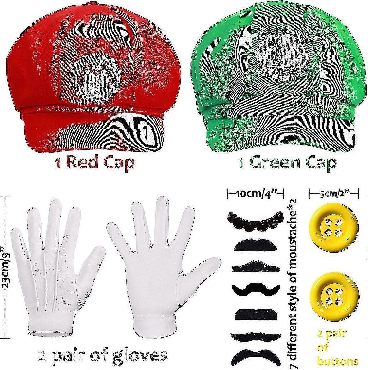 Mario And Luigi Hats Caps For Cosplay Costume - Super Mario Bros ...