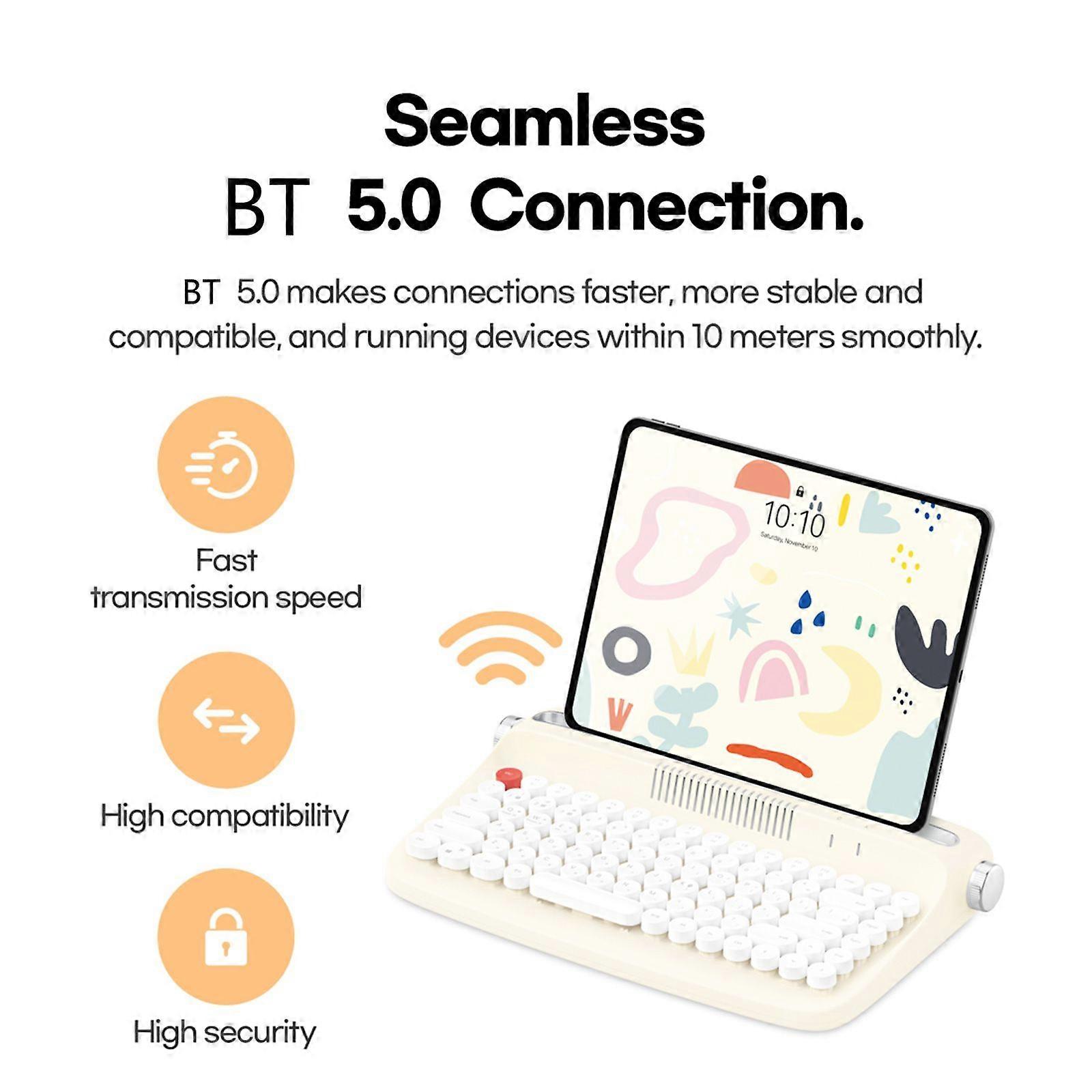 Mechanical Gaming Keyboard BT Wireless Keyboard with Round Keycap for ...