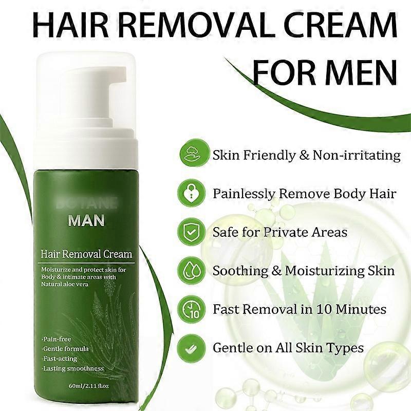 1-3X Botane Man Aloe Vera Depilatory Cream for Fast Hair Removal Face ...