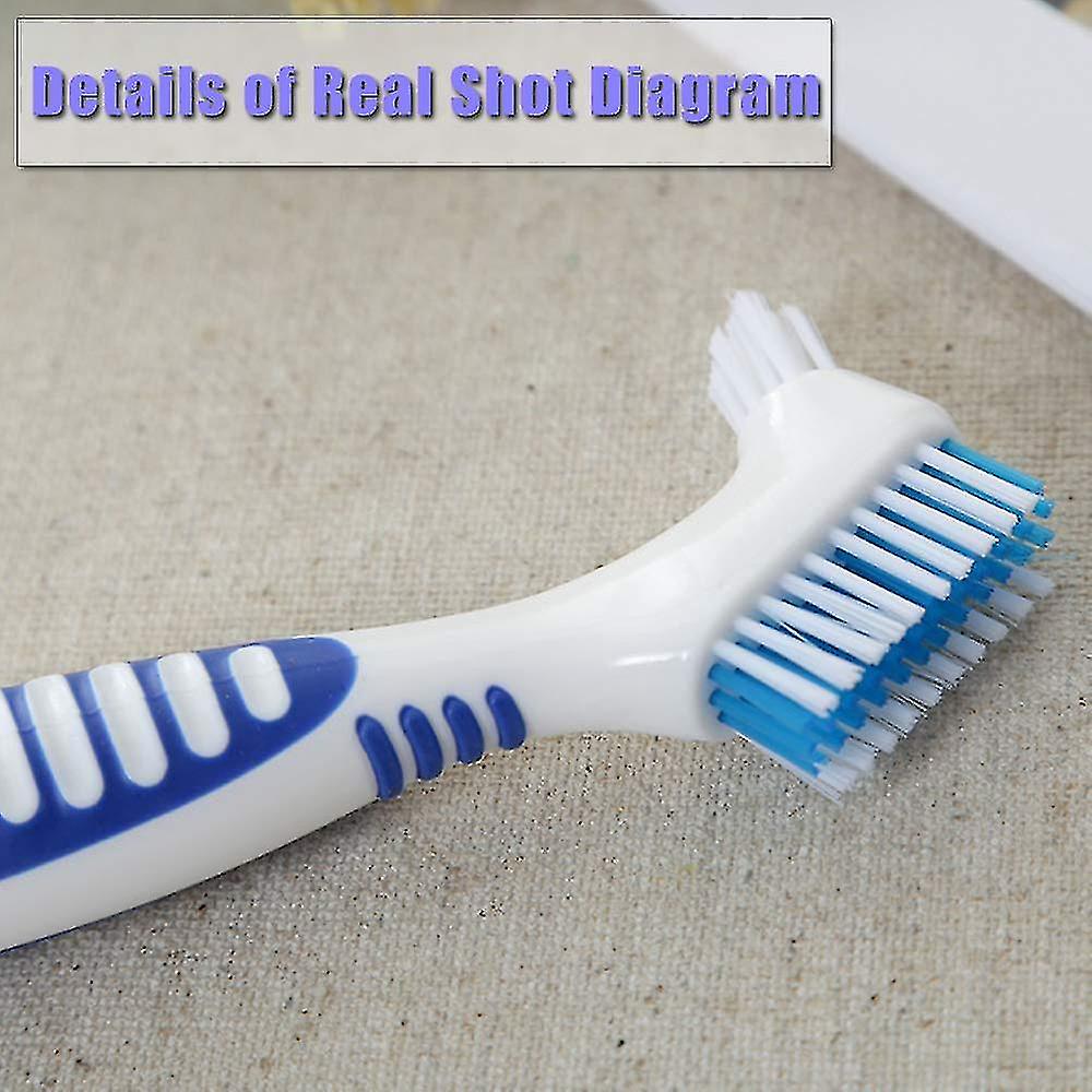 4 Pack Denture Brushes With Double Sided Denture Cleaning Brush Heads ...