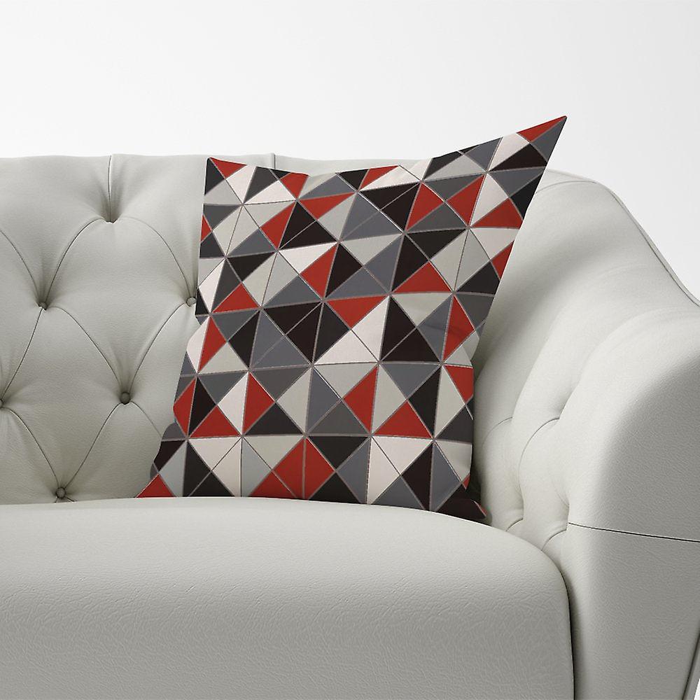 Grey red triangle geometric cushions | Fruugo UK