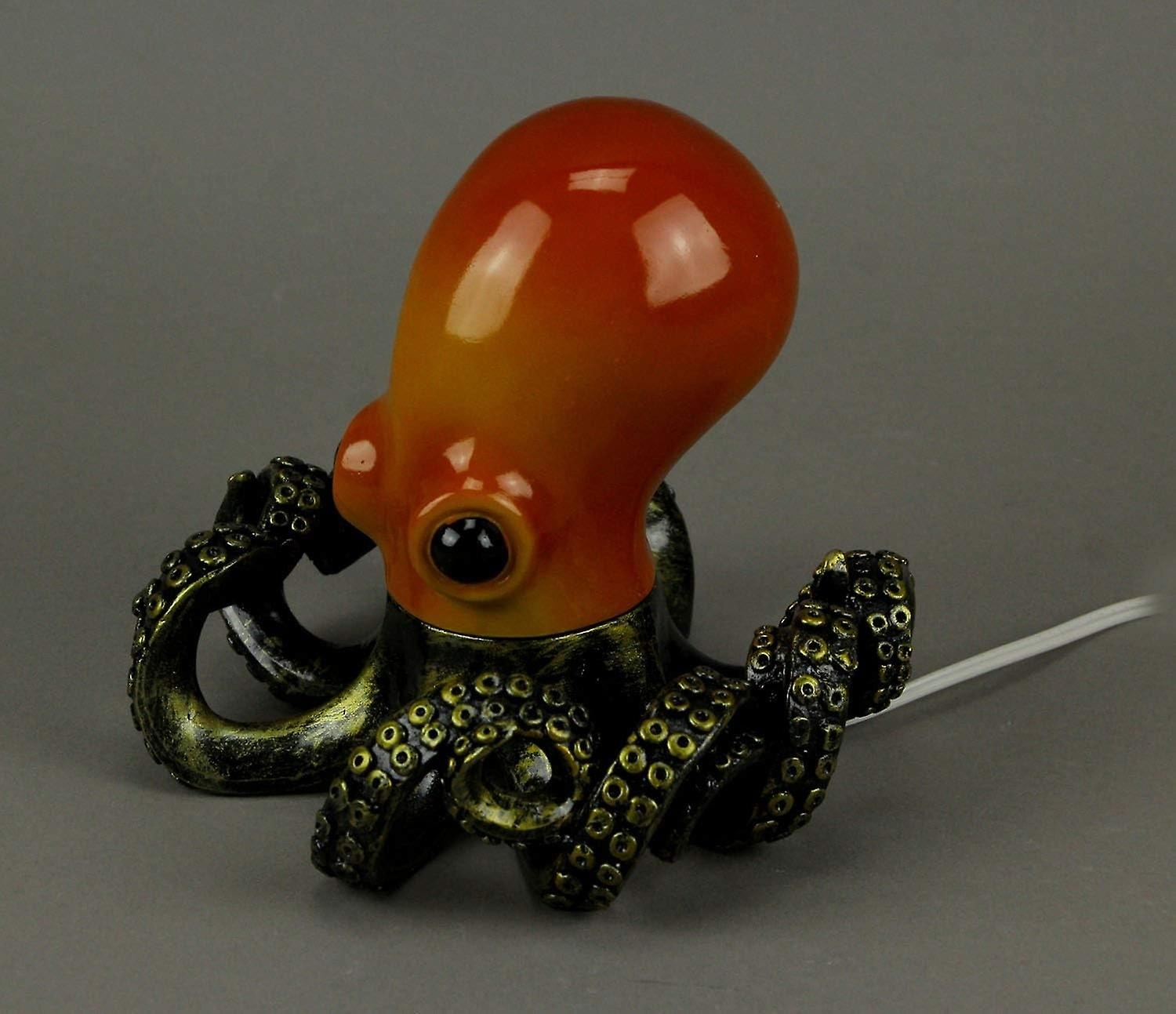 Bronze Resin Octopus Lamp Coastal Accent Decor Red Orange Nautical ...