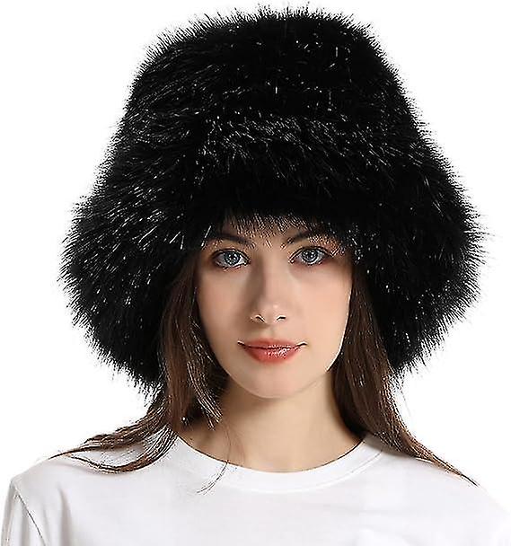 Fuzzy Bucket Hat Winter Fluffy Furry Plush Faux Fur Hats | Fruugo UK