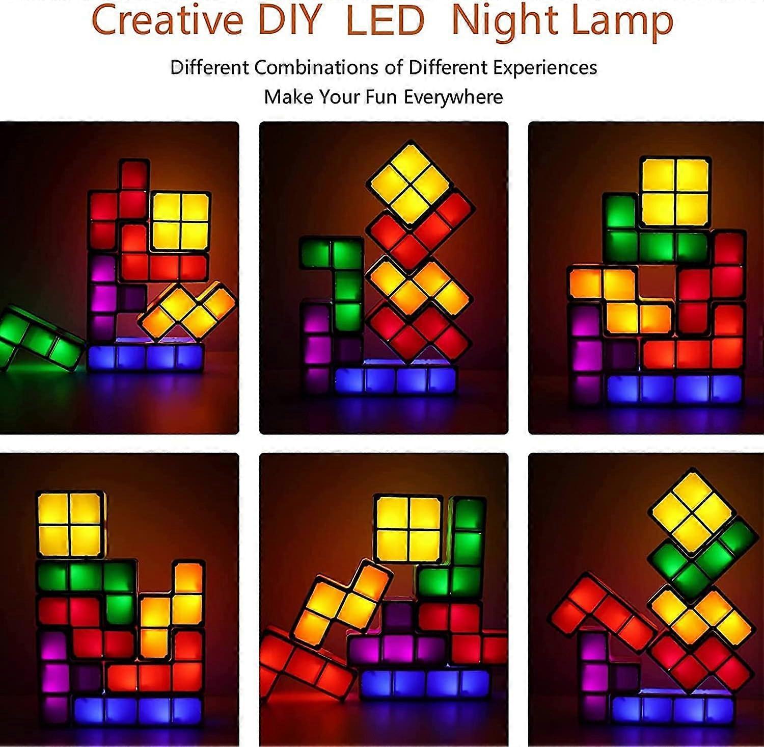 LED Stackable Night Light, 7-Color Induction Locking Desk Lamp, 3D DIY ...