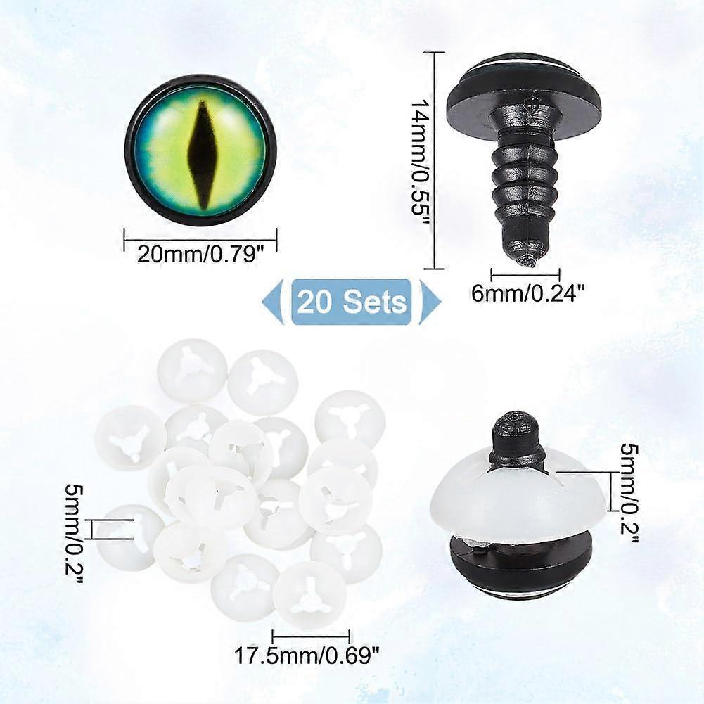 20pcs Luminous Safety Craft Eye Dragon Eye Plastic & Glass Craft Safety ...