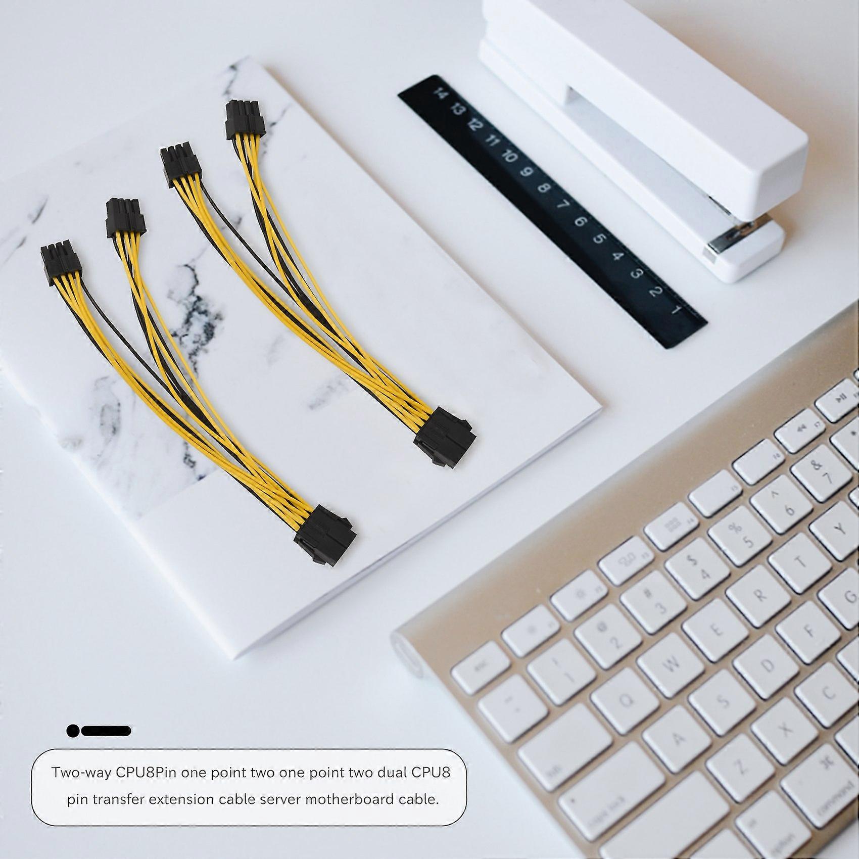 2Pcs CPU 8Pin Female 1 to 2 Male 4+4Pin Y Splitter Power Supply Cable ...