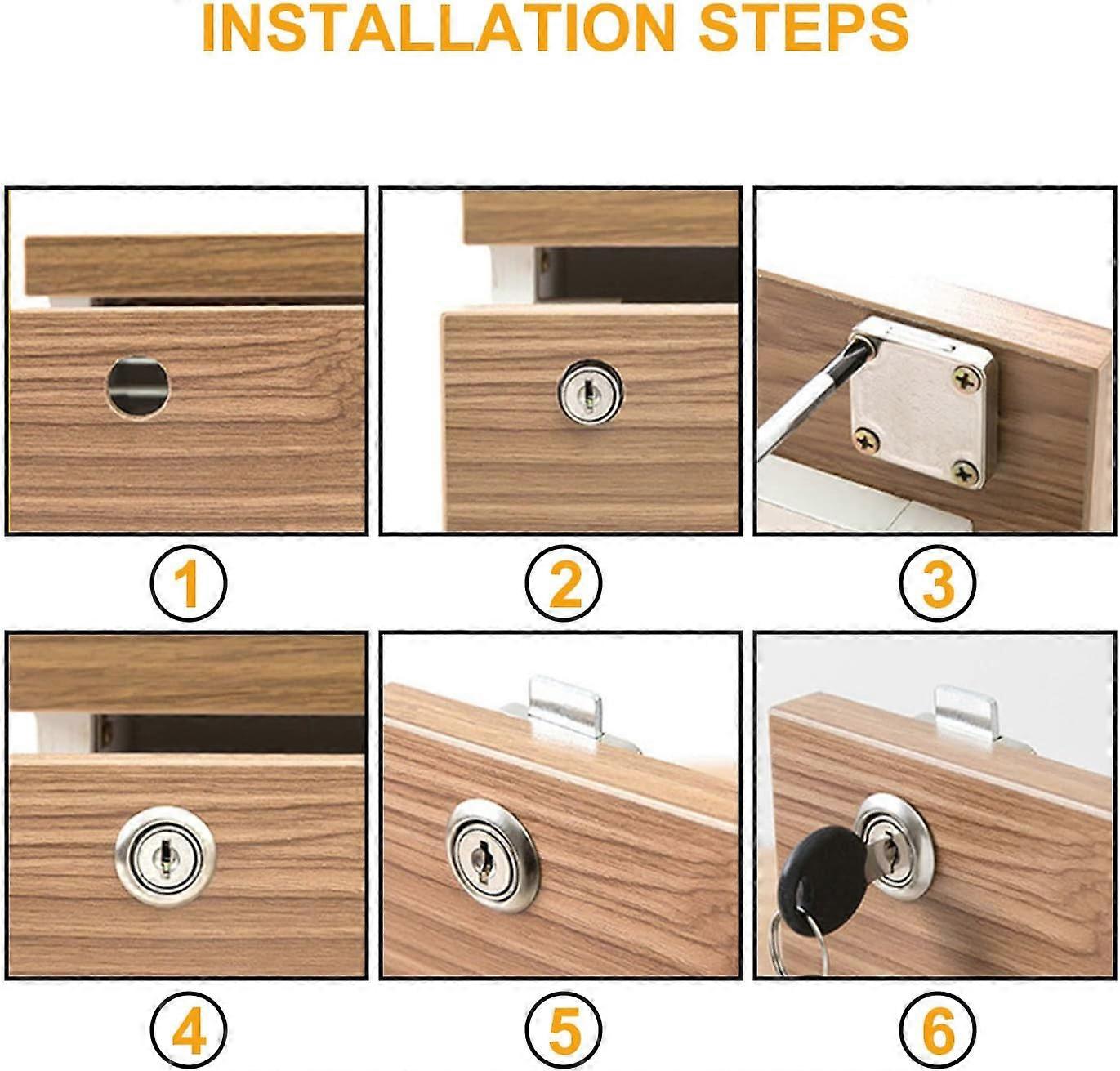 2 Sets Desk Drawer Lock Zinc Alloy Cam Lock Cylinder Furniture Lock Use ...