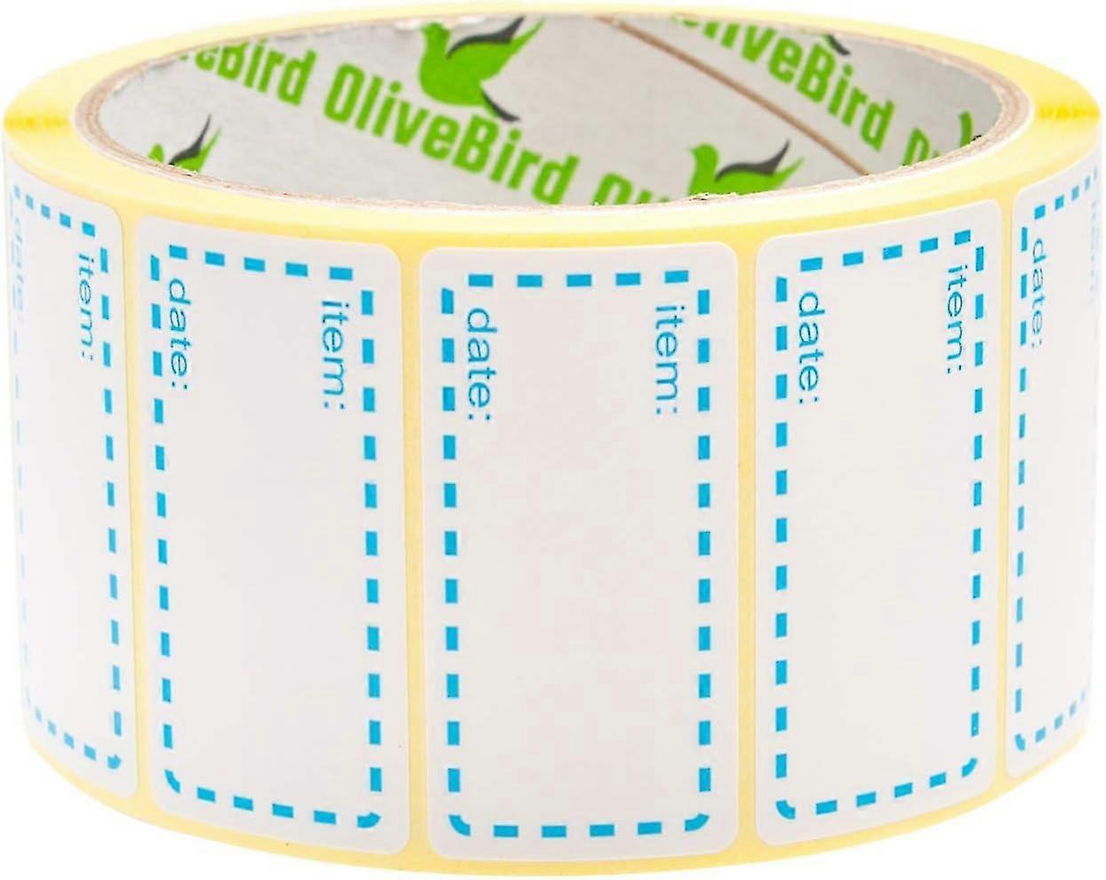 500 x freezer labels on roll, size 50x25mm, blue and white date labels ...