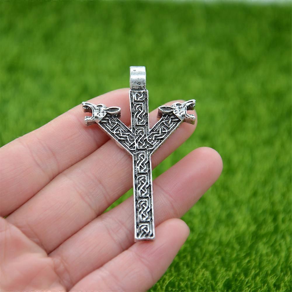 Viking Wolf Amulet Runic Rune Fehu Norse Talisman Irish Knots Jewelry ...
