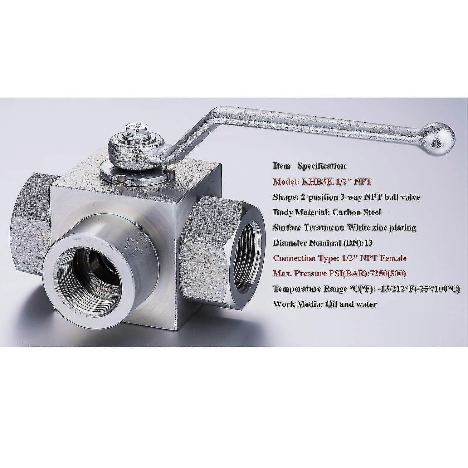 High Pressure 3 Way Ball Valve 1/2 Inch Npt Female Hydraulic Ball Valve ...