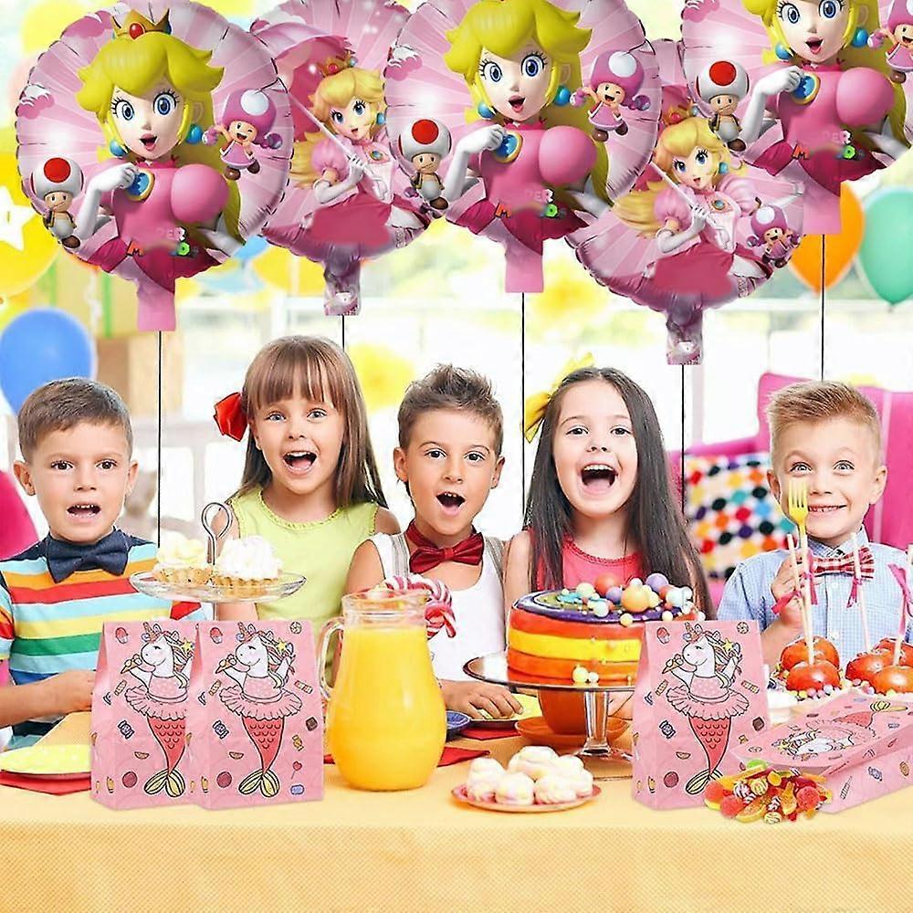 4 Pack Princess Peach party supplies Super Princess Peach Mylar Foil ...