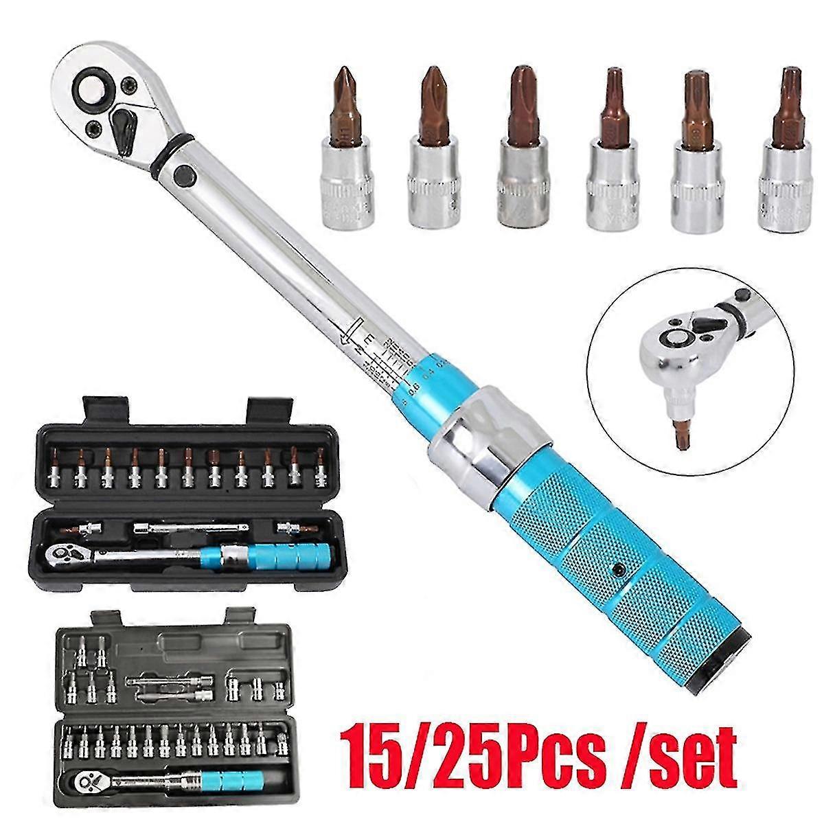 15pcs/set Torque Wrench Set 1/4inch 2-24nm Bike Torque Wrench Hex Key ...