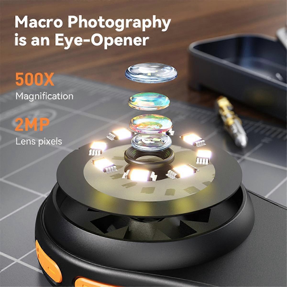 500X Magnification Digital Handheld Microscope Magnifier Glass+Light ...
