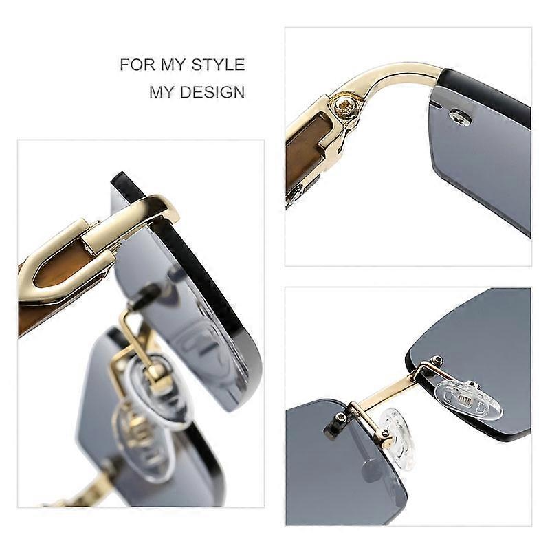 CATERSIDE New Punk Rimless Rectangle Sunglasses Men 2021 Fashion Vintage Trendy Small Frame Sun ...