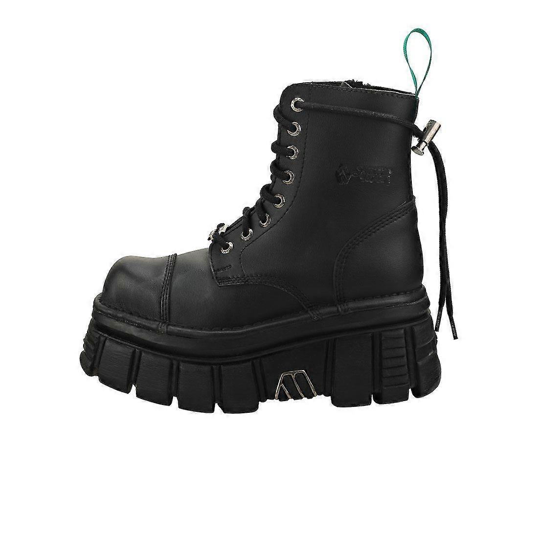 New Rock Combat Vegan Unisex Platform Boots in Black | Fruugo UK