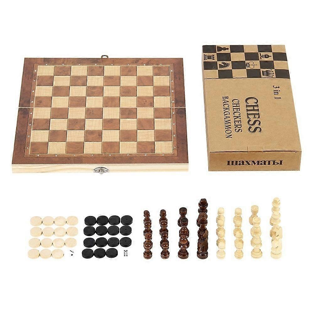Games, 3 in 1 Chess Set, Foldable Chessboard, Natural Wood Lacquer Game ...