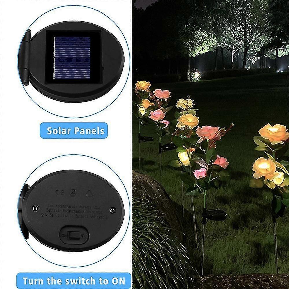 Solar Garden Decor, 2-pack Solar Light Roses For Patio, Passage, Yard ...