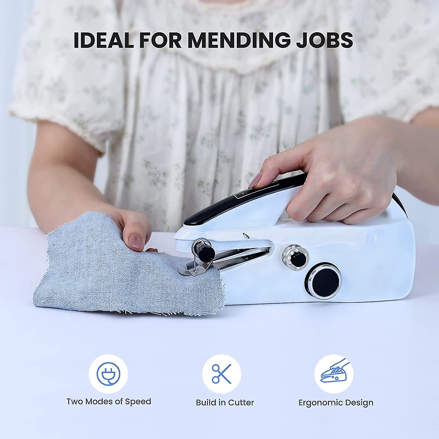 Bärbar symaskin, Mini bärbar elektrisk symaskin för tyg, kläder, gardin ...